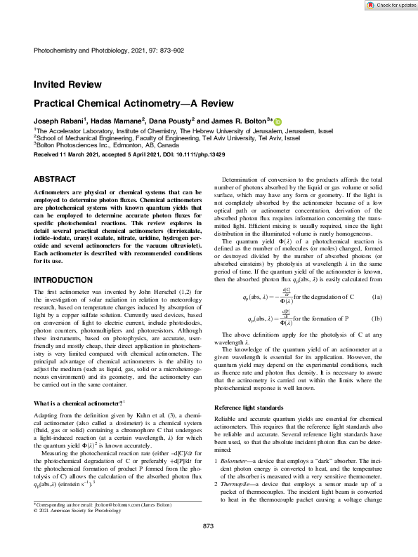 (PDF) Practical Chemical Actinometry-A Review