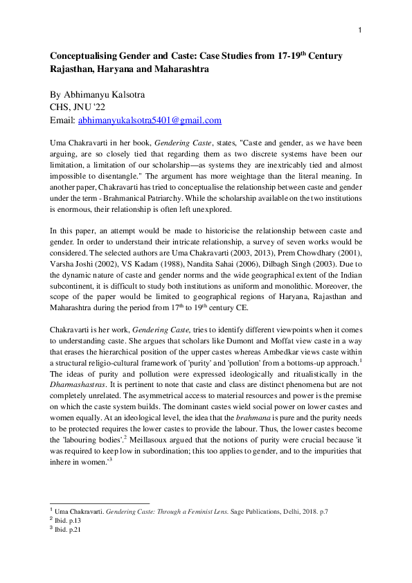(PDF) Conceptualising Gender and Caste: Case Studies from 17-19 th ...
