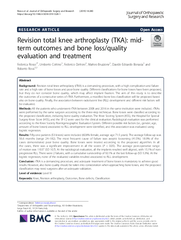 (PDF) Revision total knee arthroplasty (TKA): mid-term outcomes and ...