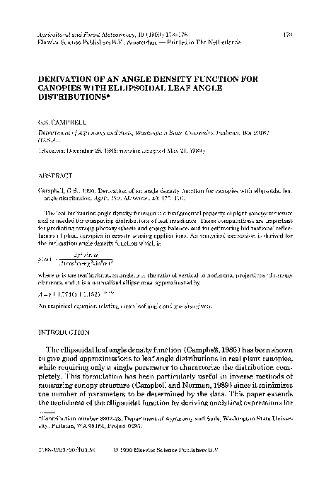 (PDF) Derivation of an angle density function for canopies with ...