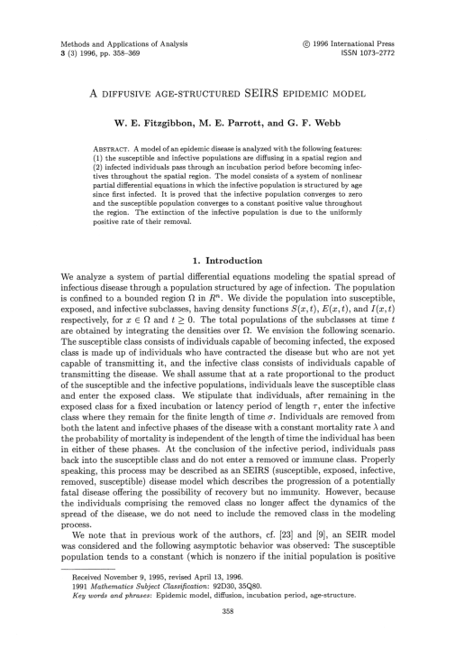 (PDF) A diffusive age-structured SEIRS epidemic model