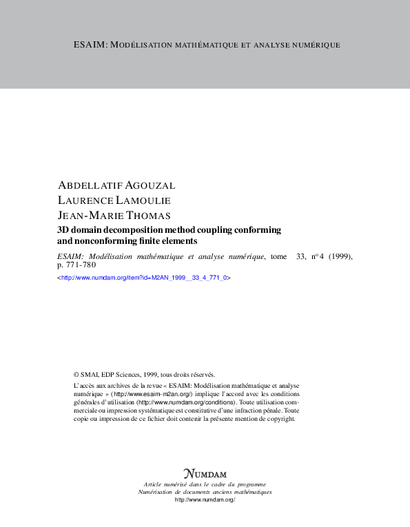 (PDF) 3D domain decomposition method coupling conforming and ...