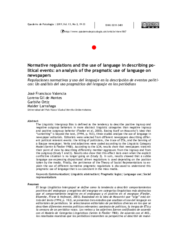 (PDF) Normative regulations and the use of language in describing ...