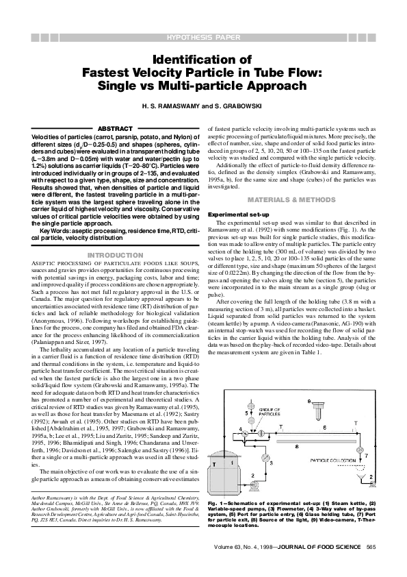 (PDF) Identification of Fastest Velocity Particle in Tube Flow: Single ...