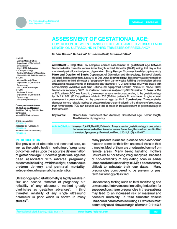 (PDF) Assessment of Gestational Age