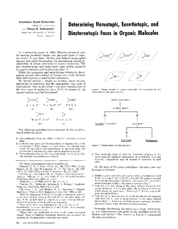 (PDF) Determining homotopic, enantiotopic, and diastereotopic faces in ...