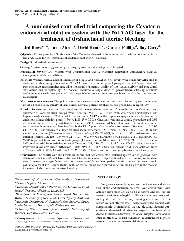 (PDF) A randomised controlled trial comparing the Cavaterm endometrial ...