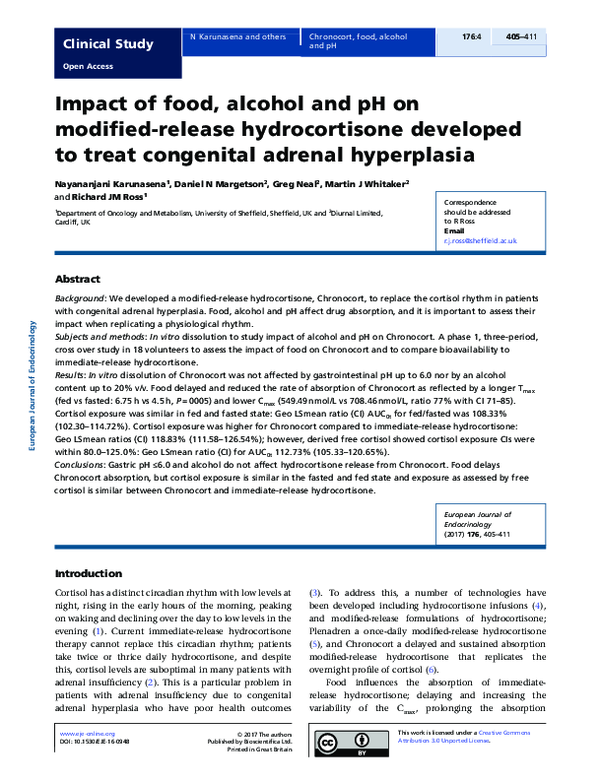 (PDF) Impact of food, alcohol and pH on modified-release hydrocortisone ...