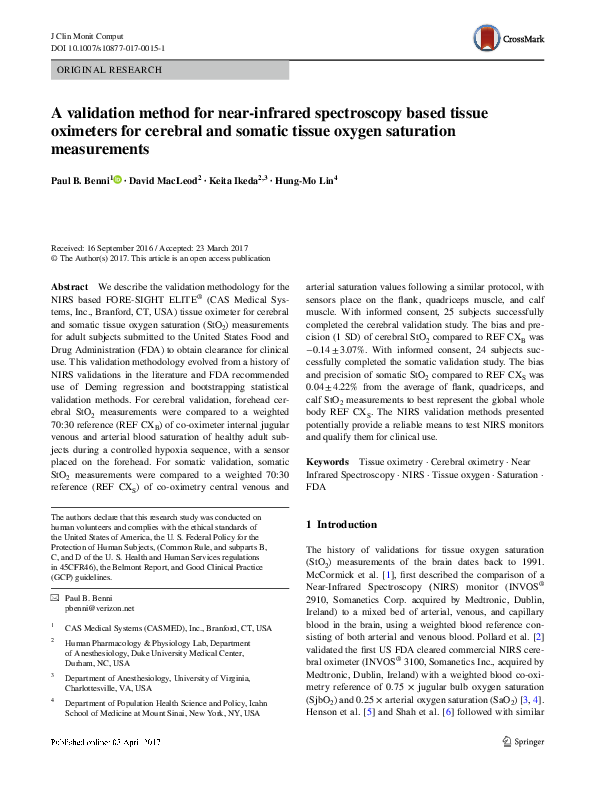 (PDF) A validation method for near-infrared spectroscopy based tissue ...