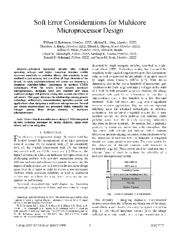 (PDF) Soft Error Considerations for Multicore Microprocessor Design | Ted Bapty - Academia.edu