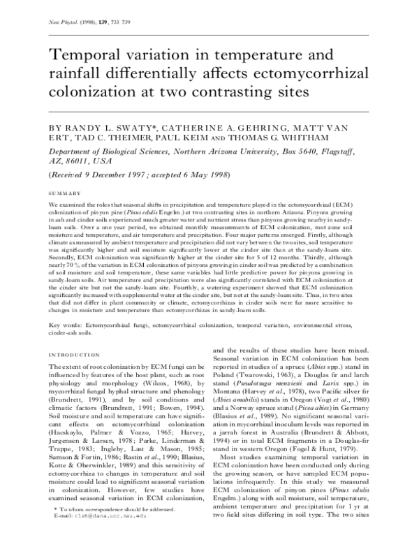 (PDF) Temporal variation in temperature and rainfall dierentially aects ...