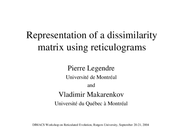 (PDF) Representation of a dissimilarity matrix using reticulograms