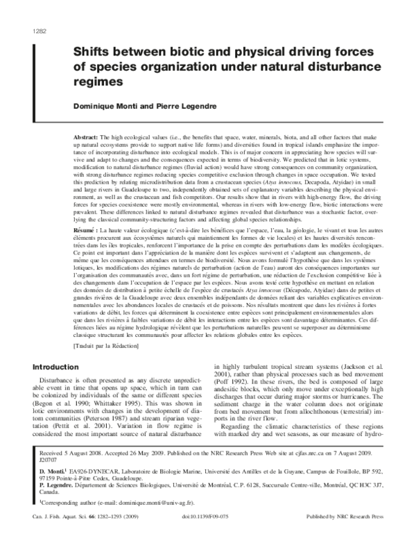 (PDF) Shifts between biotic and physical driving forces of species ...