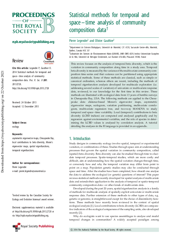 (PDF) Statistical methods for temporal and space-time analysis of ...