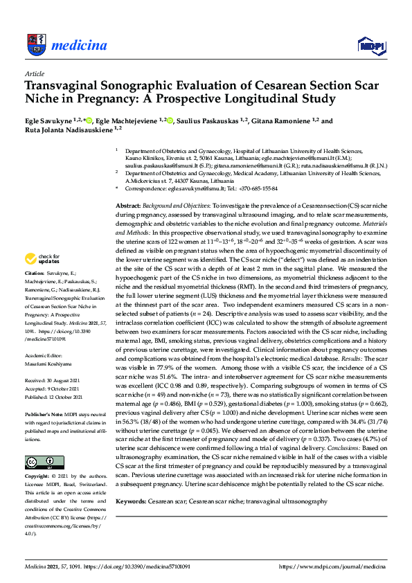 Pdf Transvaginal Sonographic Evaluation Of Cesarean Section Scar