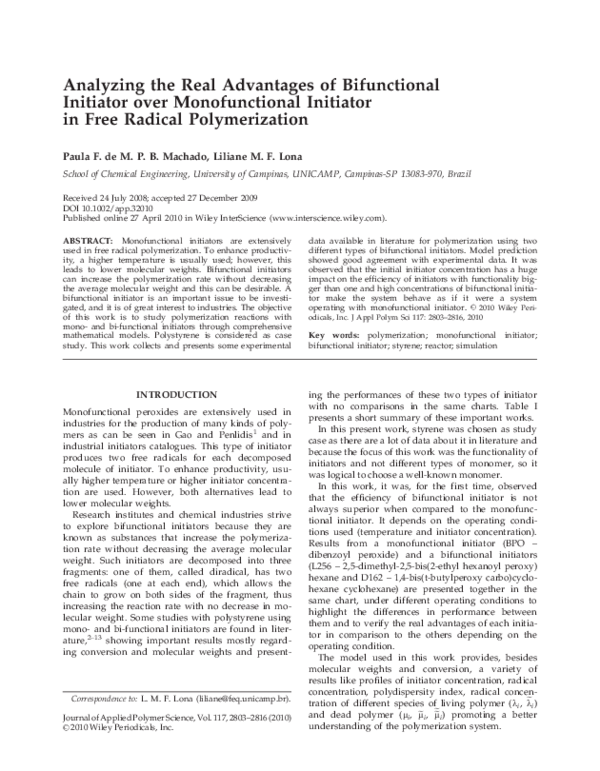 (PDF) Analyzing the real advantages of bifunctional initiator over monofunctional initiator in ...