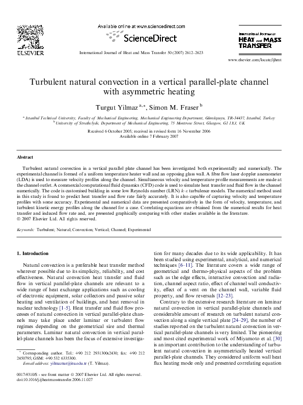 (PDF) Turbulent Natural Convection In a Vertical Parallel-Plate Channel ...
