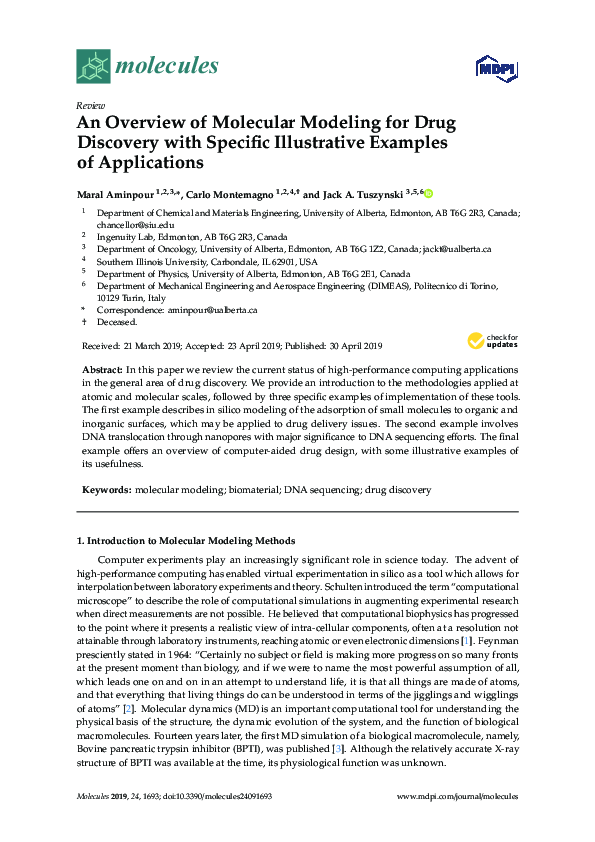 (PDF) An Overview of Molecular Modeling for Drug Discovery with ...