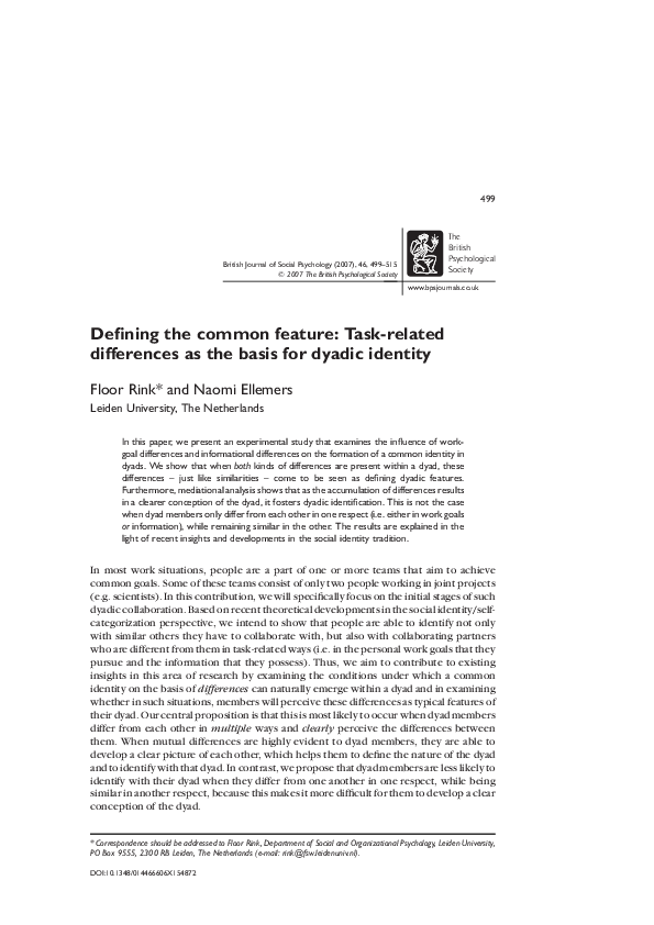 (PDF) Defining the common feature: Task-related differences as the ...