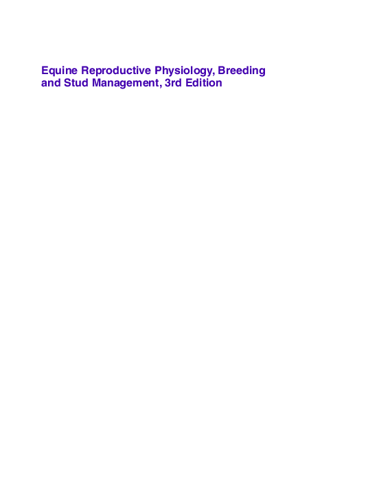 (PDF) Equine Reproductive Physiology, Breeding and Stud Management