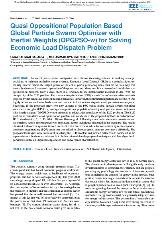 (PDF) Quasi Oppositional Population Based Global Particle Swarm Optimizer with Inertial Weights ...