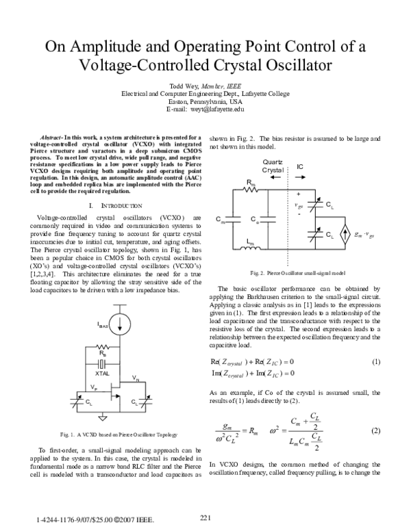 (PDF) On amplitude and operating point control of a voltage-controlled ...