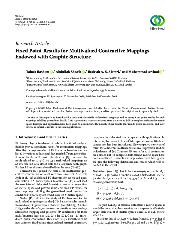 (PDF) Fixed point results for multivalued contractive maps