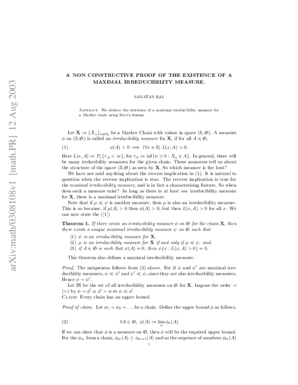 (PDF) A non constructive proof of the existence of a maximal ...