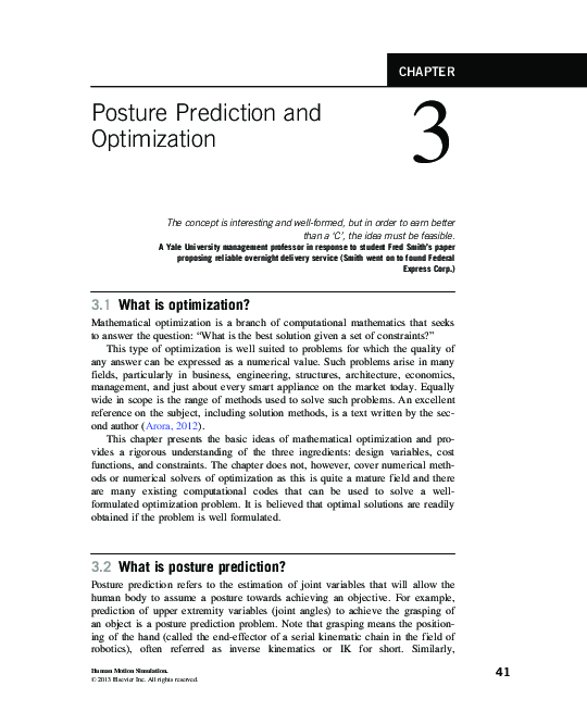 (PDF) Mathematical Optimization in Posture Prediction