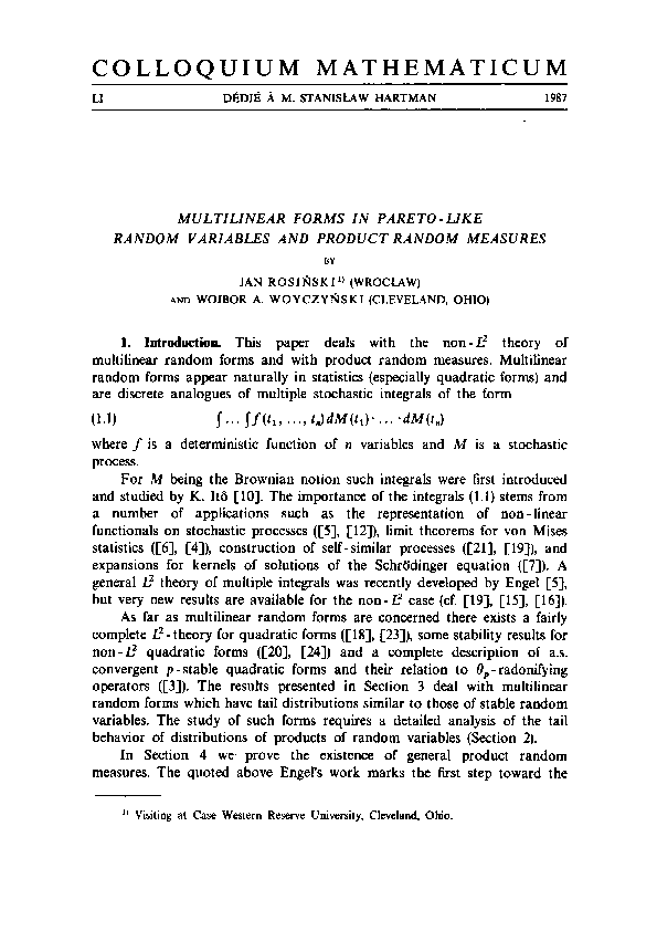 (PDF) Multilinear forms in Pareto-like random variables and product ...