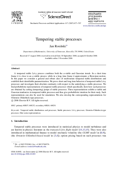 (PDF) Tempering stable processes