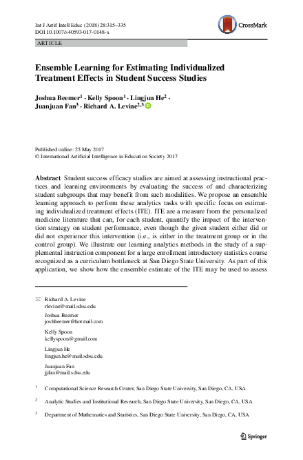 (PDF) Ensemble Learning for Estimating Individualized Treatment Effects ...