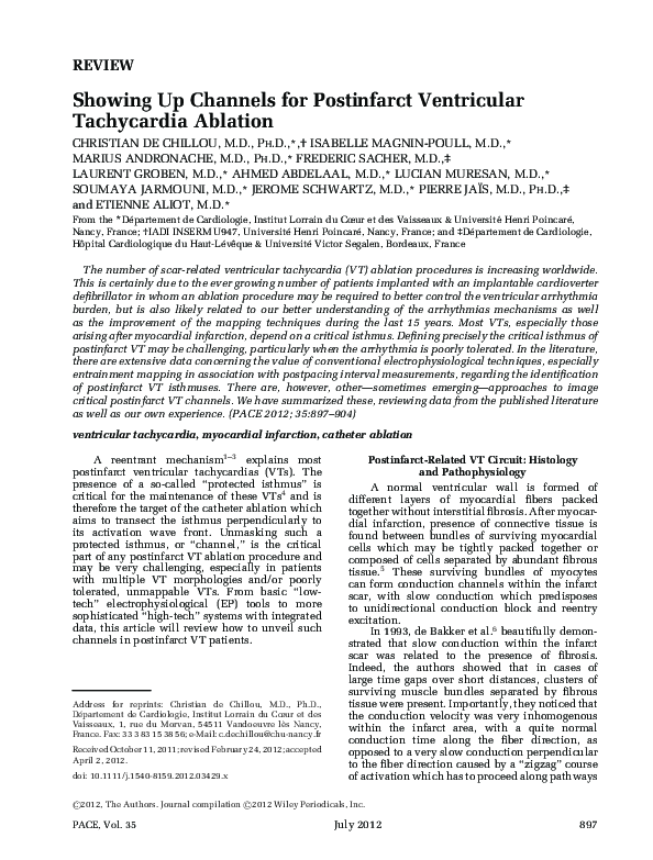 (PDF) Showing Up Channels for Postinfarct Ventricular Tachycardia Ablation