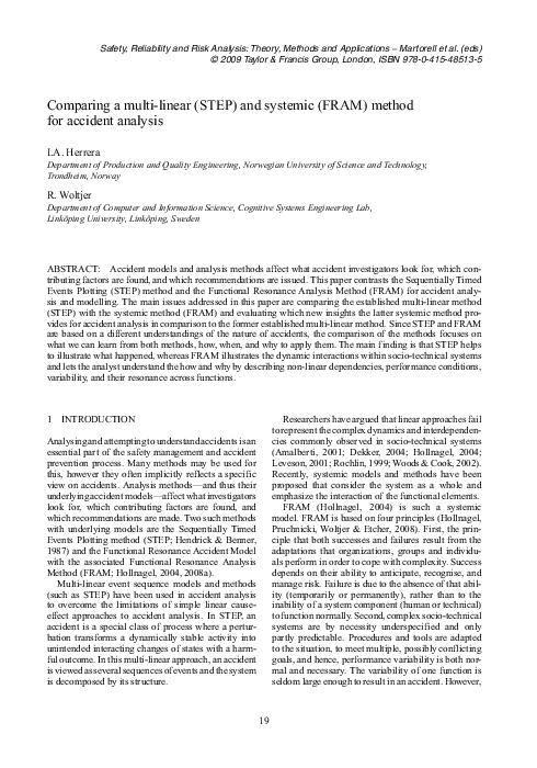 (PDF) Comparing a multi-linear (STEP) and systemic (FRAM) method for ...