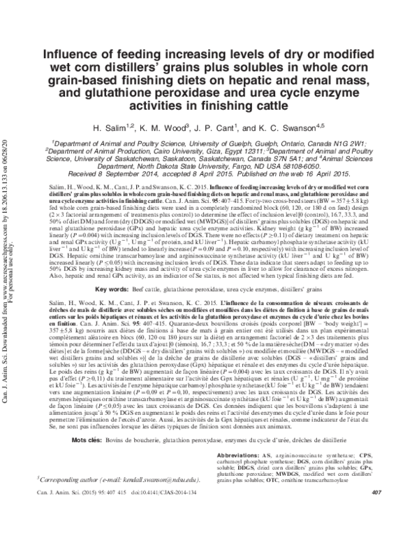 (PDF) Influence of feeding increasing levels of dry or modified wet ...