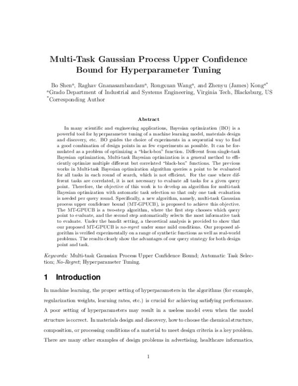 (PDF) Multi-Task Gaussian Process Upper Confidence Bound for Hyperparameter Tuning