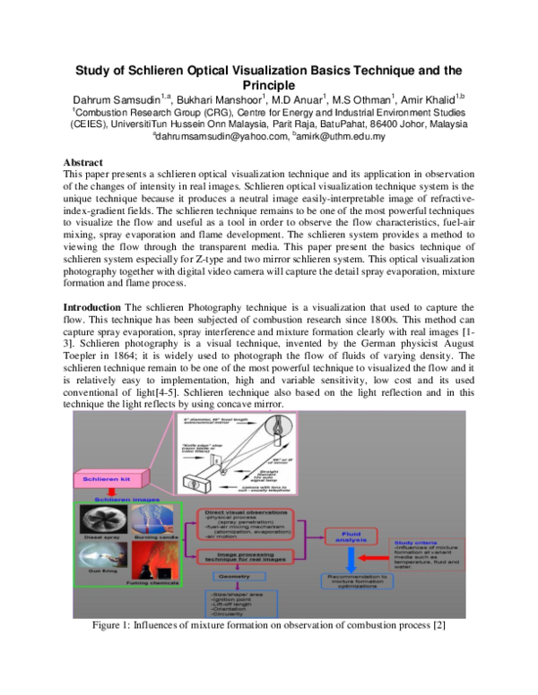 (PDF) Study of Schlieren Optical Visualization Basics Technique and the Principle
