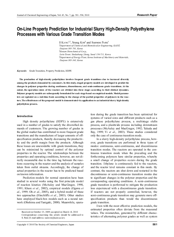 (PDF) On-Line Property Prediction for Industrial Slurry High-Density ...