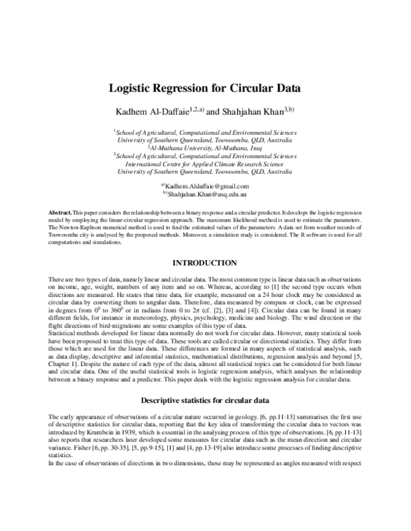 (PDF) Logistic regression for circular data