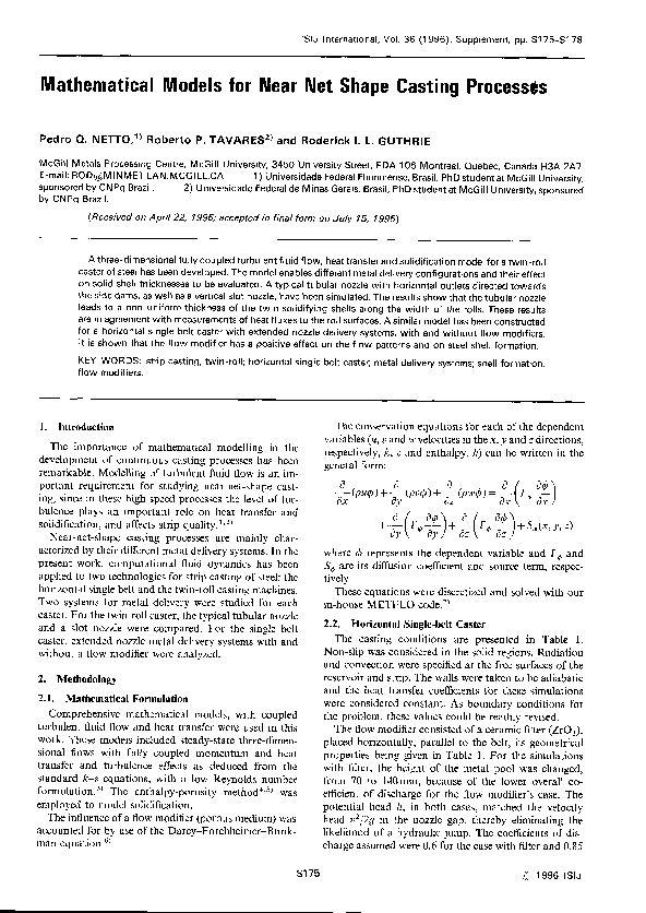 (PDF) Mathematical Models for Near Net Shape Casting Processes
