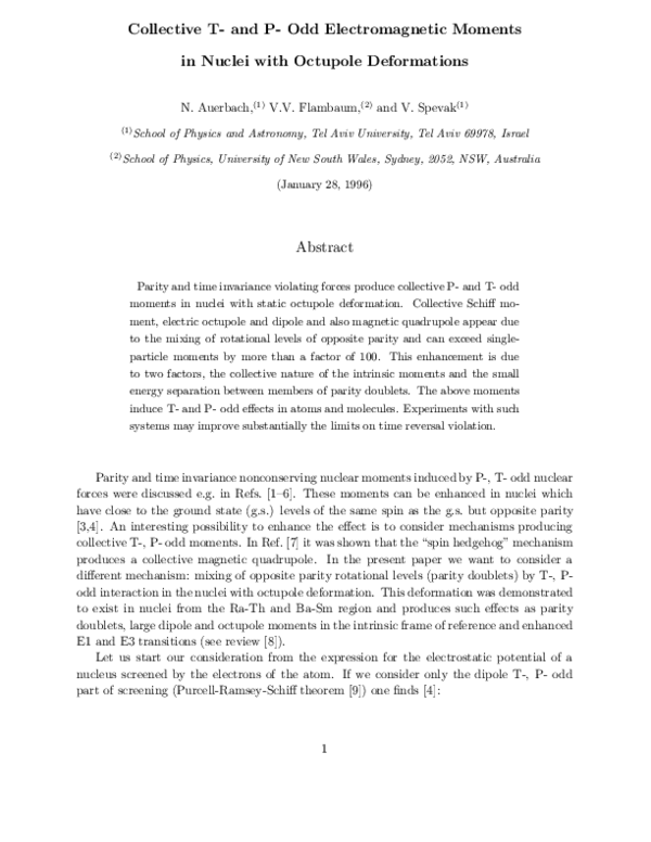 (PDF) Collective T- and P-Odd Electromagnetic Moments in Nuclei with Octupole Deformations