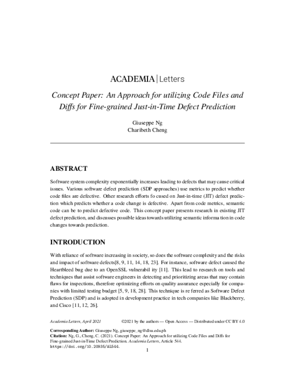 (PDF) Concept Paper: An Approach for utilizing Code Files and Diffs for Fine-grained Just-in ...