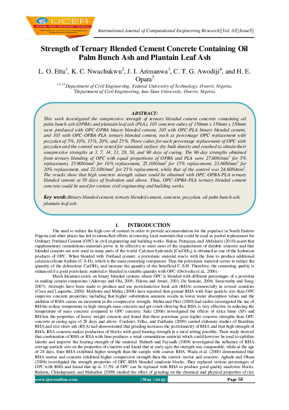 (PDF) Strength of Ternary Blended Cement Concrete Containing Oil Palm ...