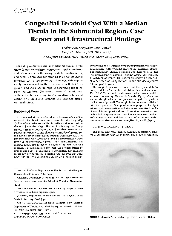 (PDF) Congenital teratoid cyst with a median fistula in the submental ...