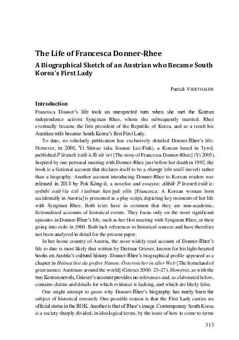 (PDF) The Life of Francesca Donner-Rhee: A Biographical Sketch of an ...