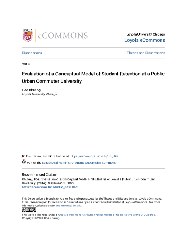 (PDF) Evaluation of a Conceptual Model of Student Retention at a Public ...