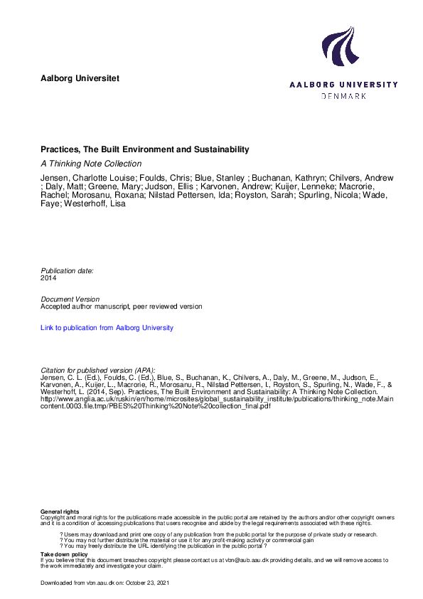 (PDF) Practices, the Built Environment and Sustainability: A Thinking ...