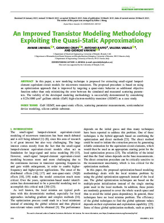 Pdf An Improved Transistor Modeling Methodology Exploiting The Quasi Static Approximation