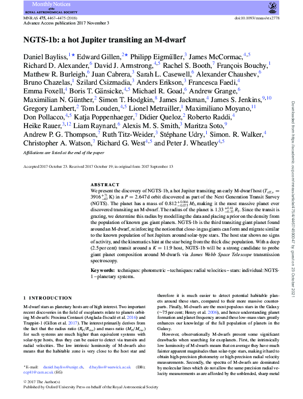 (PDF) NGTS-1b: a hot Jupiter transiting an M-dwarf