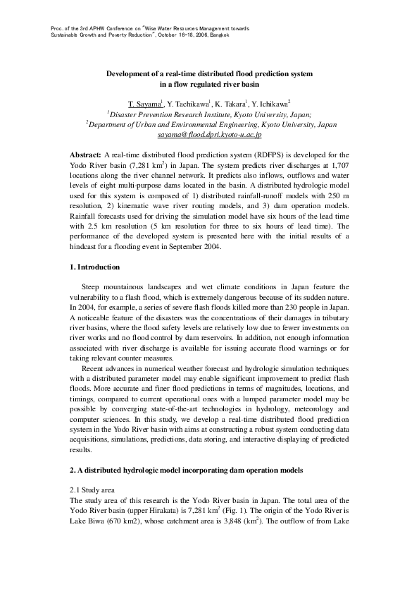 Pdf Development Of A Real Time Distributed Flood Prediction System In